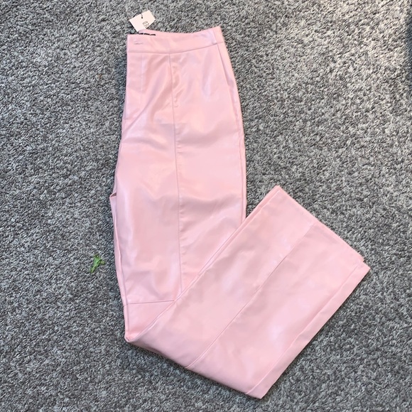 Missguided | Pants & Jumpsuits | Misguided Faux Leather Pink Wide Leg ...
